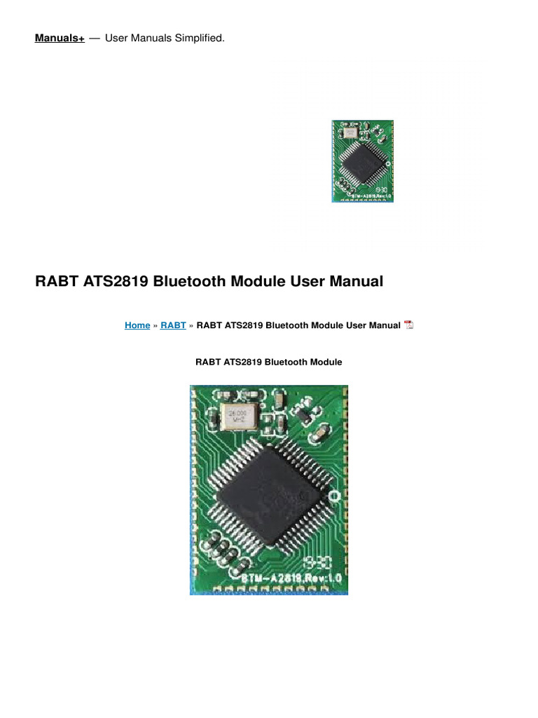 RABT ATS2819 Bluetooth Module Manual | PDF | Bluetooth ...