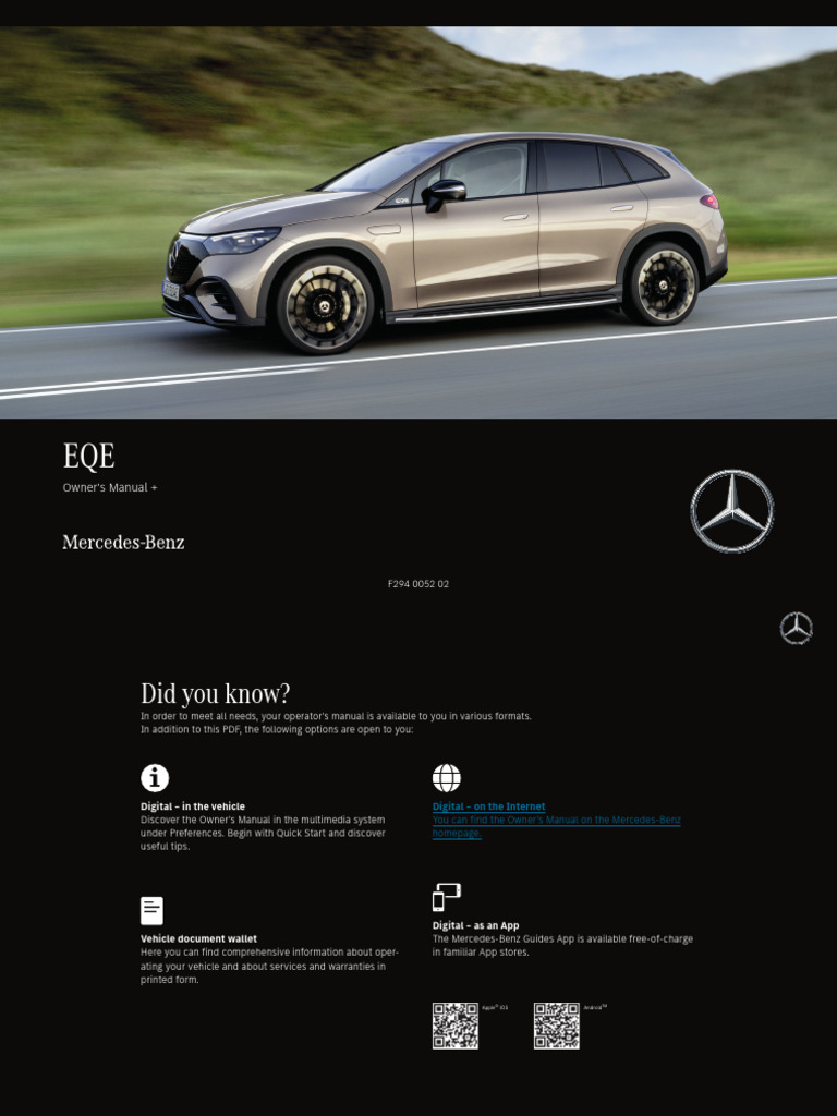 Mercedes Eqe Suv 2024 March x294 Mbux Owners Manual 1 | PDF | Telephone