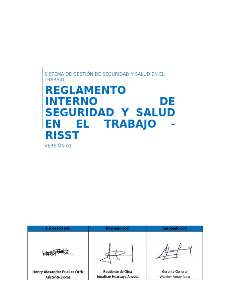 Waa-Reglamento Interno de Seguridad y Salud en El Trabajo | PDF | Seguridad y salud ocupacional ...