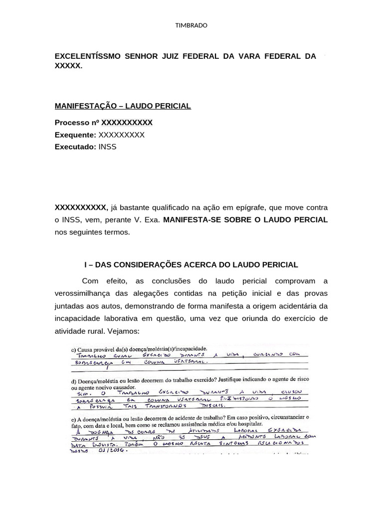 Laudo Pericial e Benefícios por Incapacidade | PDF | Processo civil ...