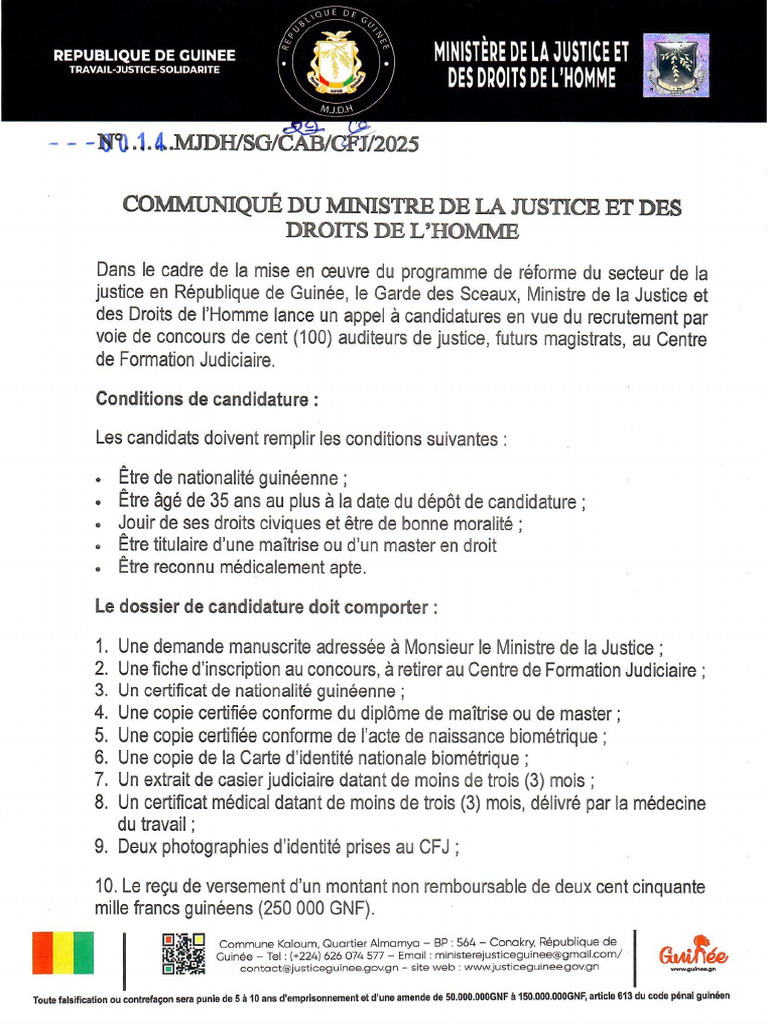 Communique Concours 2025 | PDF