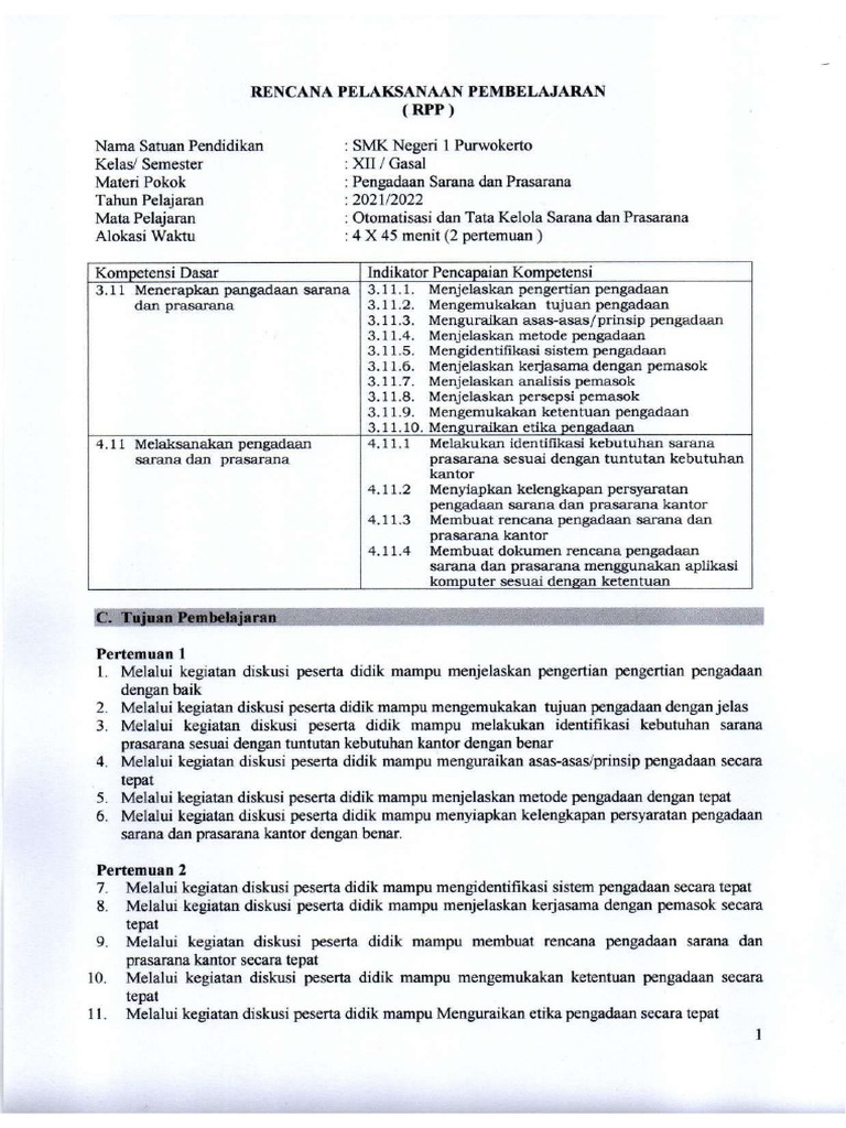 Slamet Rohadi RPP Pengadaan | PDF