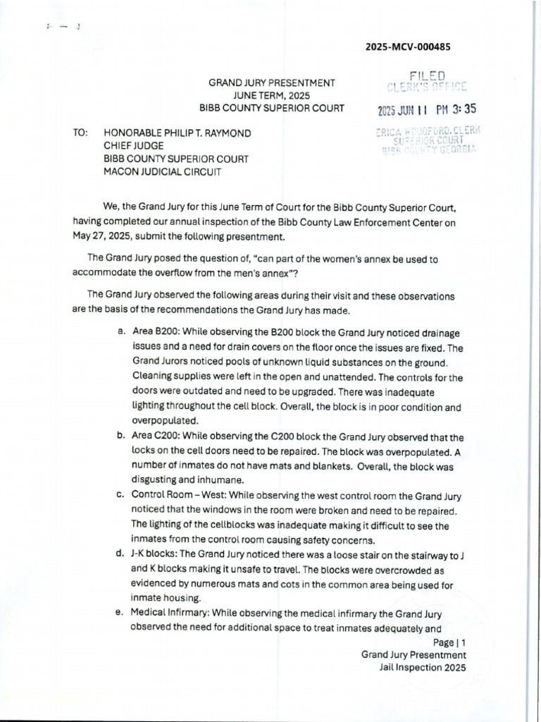 Bibb County Jail Grand Jury Report | PDF