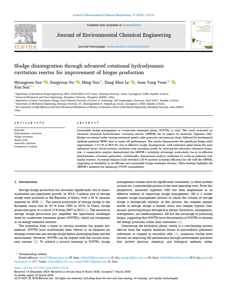 Sludge Disintegration Through Advanced Rotational Hydrodynamic ...