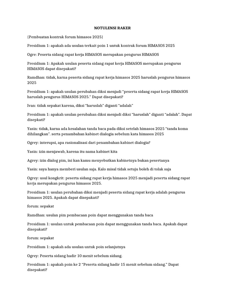 Notulensi Raker | PDF