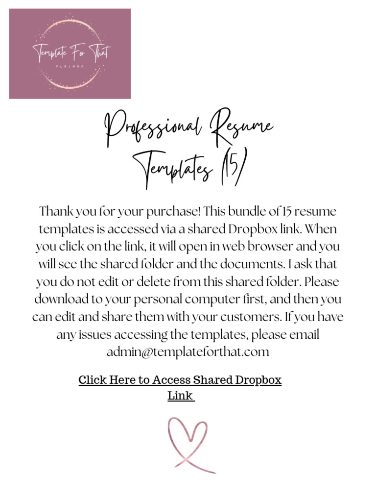 Professional Resume Templates Dropbox Link | PDF