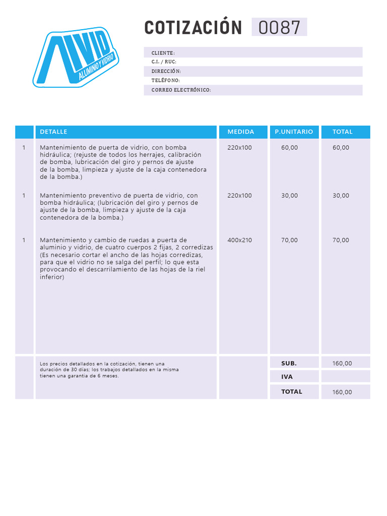 Cotizacion 0087 | PDF