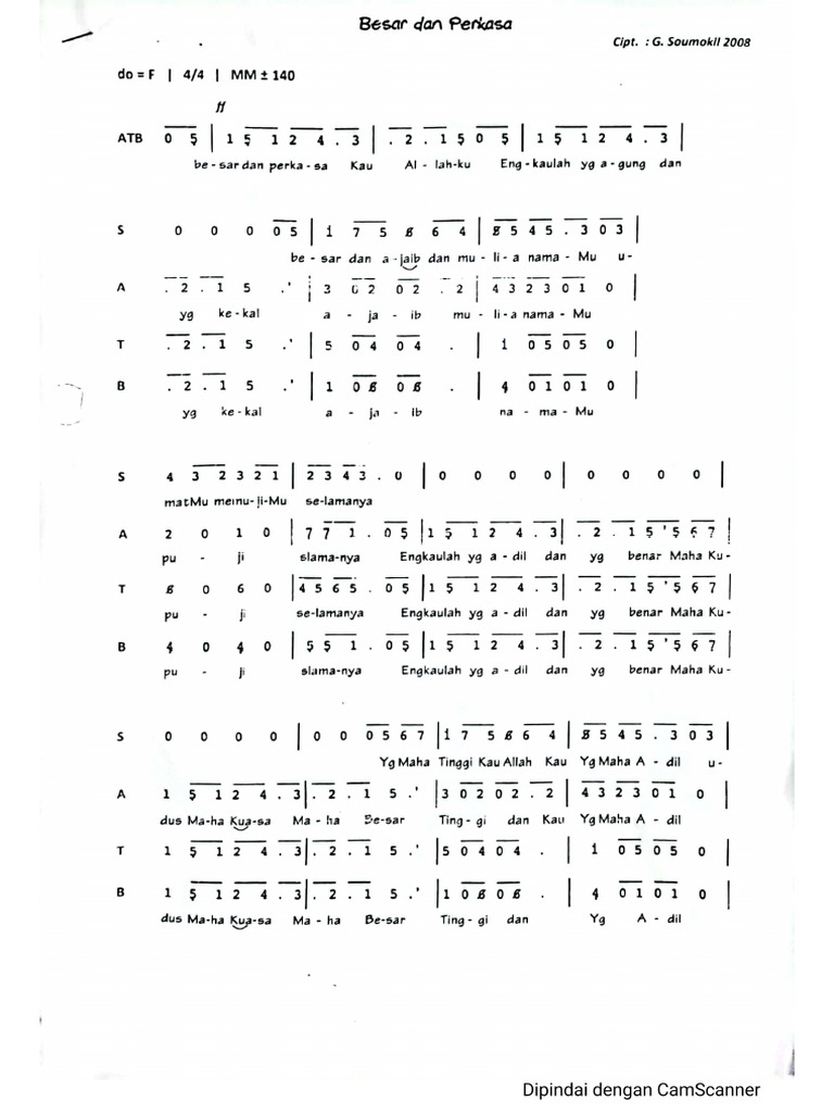 Partitur Besar Dan Perkasa | PDF