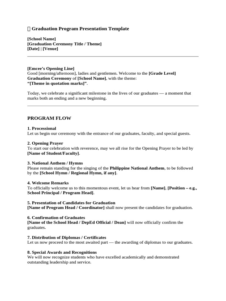 Graduation Script For Emcee | PDF