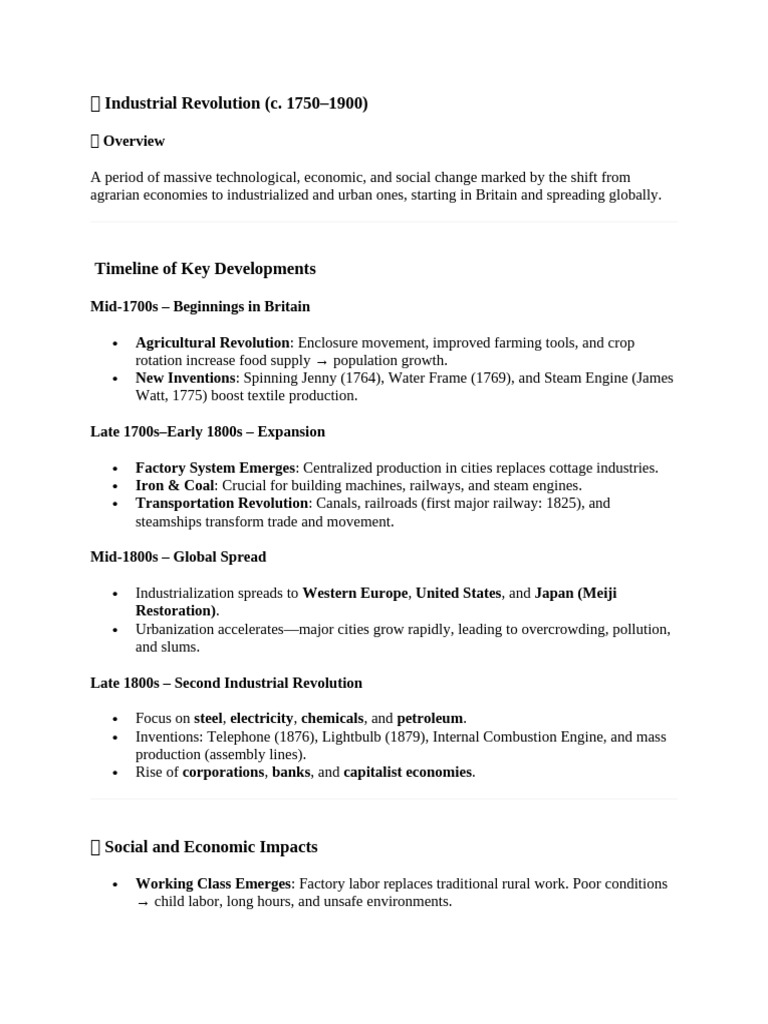 Industrial Revolution: Key Changes & Impacts | PDF