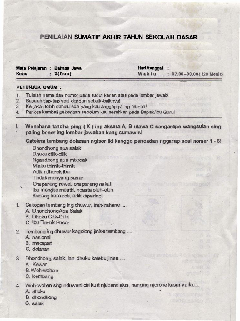 Psat - Kelas 2 - Bahasa Jawa | PDF