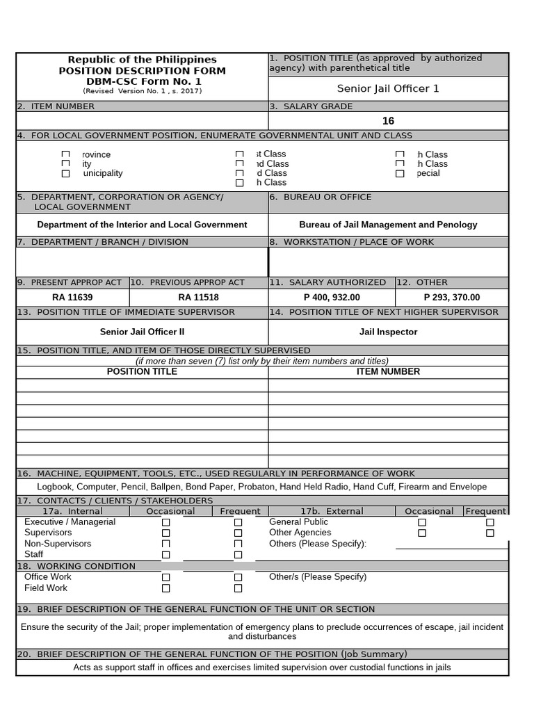 SJO1 Position Description Form | PDF
