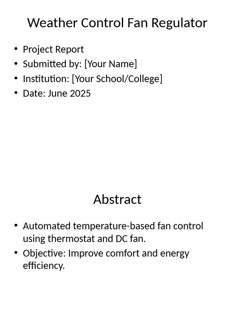 Automated Fan Control System Report | PDF | Transistor | Power Supply