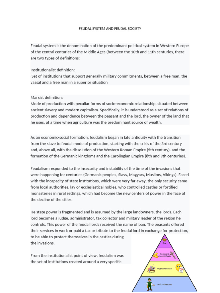 Feudal System and Feudal Society | PDF | Feudalism | Middle Ages