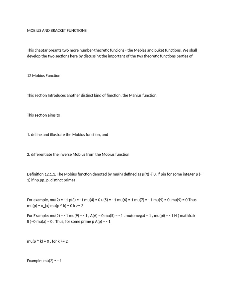Mobius and Brac-Wps Office | PDF | Function (Mathematics) | Prime Number