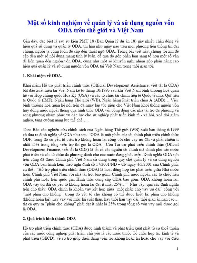 Quan Ly Von ODA | PDF