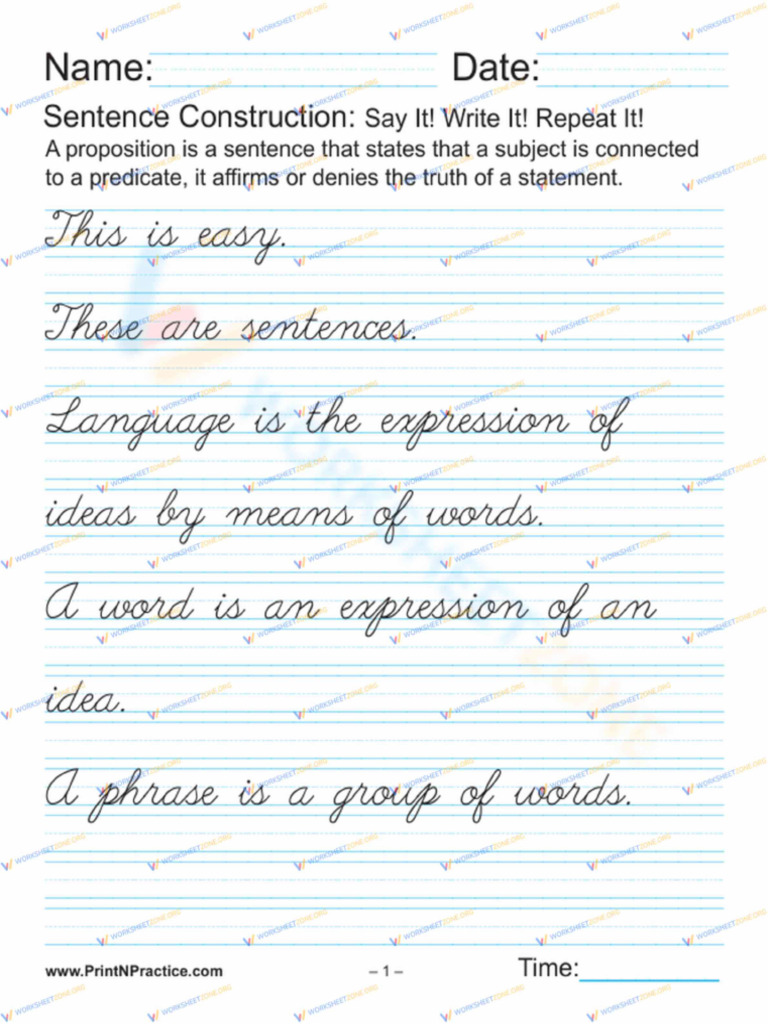 Cursive Handwriting Practice - Sentence Handwriting | PDF