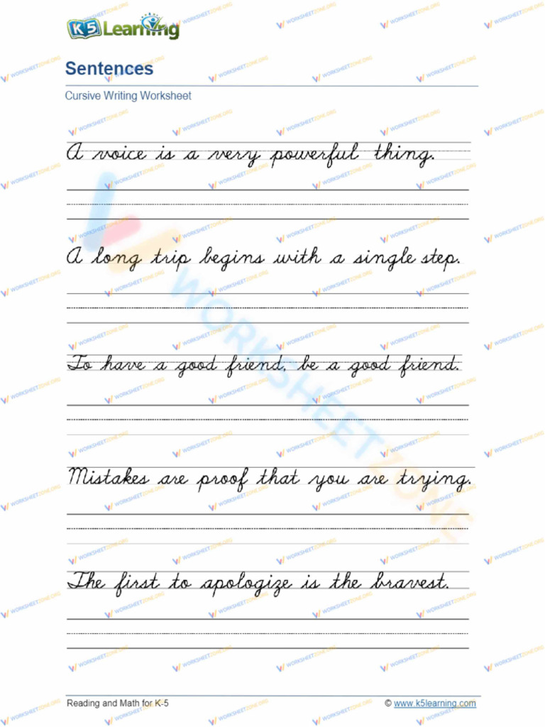 Cursive Sentence Handwriting Practice | PDF