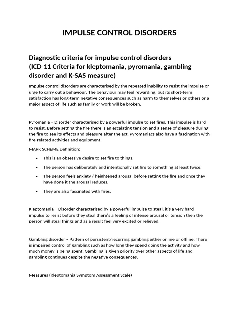 Impulse Control Disorders | PDF | Impulsivity | Reward System