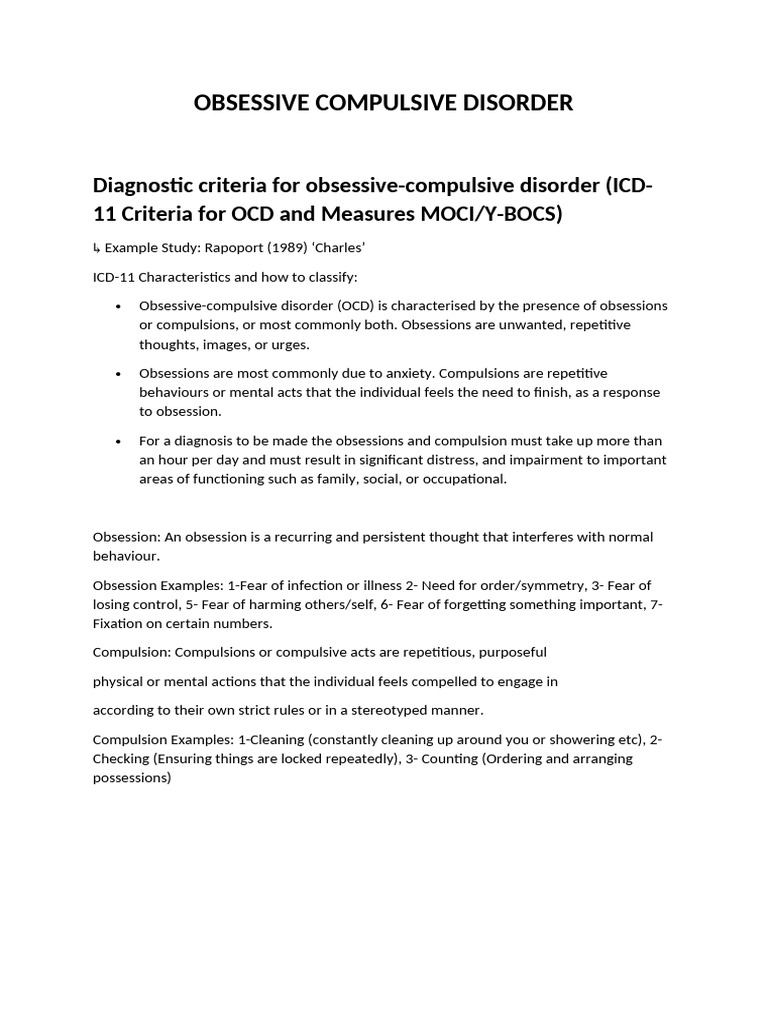 Obsessive Compulsive Disorder | PDF | Obsessive–Compulsive Disorder ...