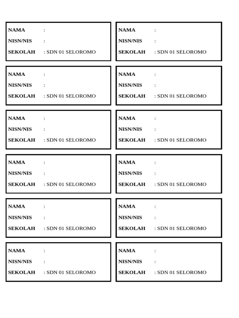 Label Nama Rapor | PDF