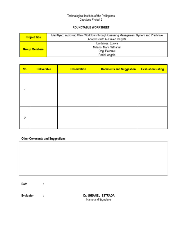MediSync-RoundtableWorksheet W12 | PDF