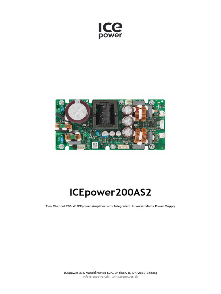 ICEpower 200W Amplifier Overview | PDF | Power Supply | Loudspeaker