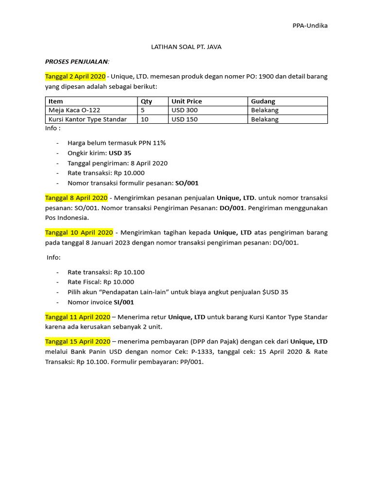 Latihan Soal PT JAVA | PDF