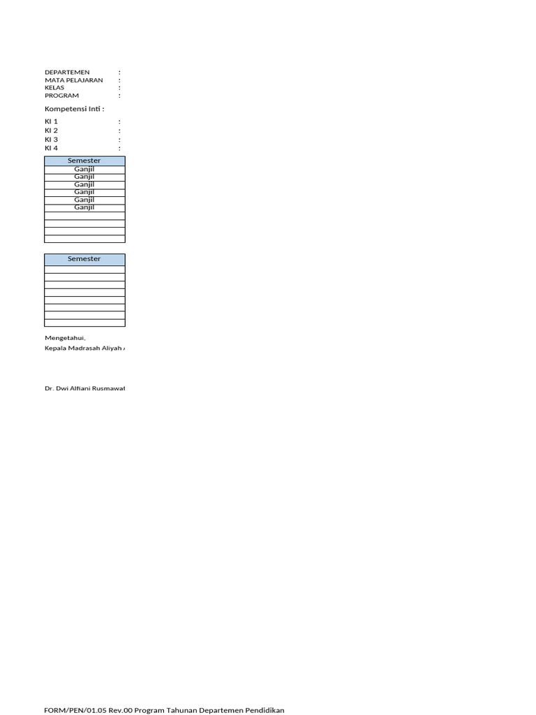 Contoh Prota, Prosem Dan RPP | PDF
