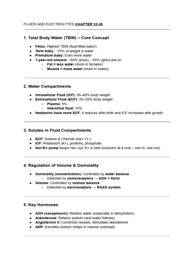 Understanding Fluid and Electrolyte Balance | PDF | Dehydration ...