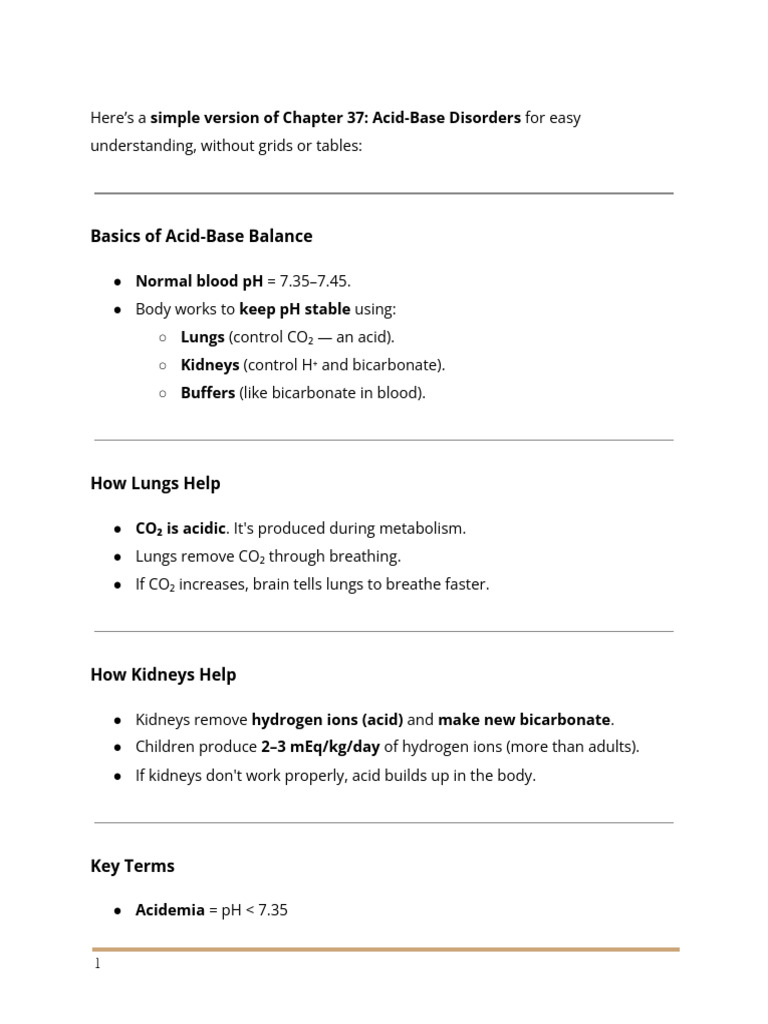 acid base disorders chapter | PDF | Medical Specialties | Physiology