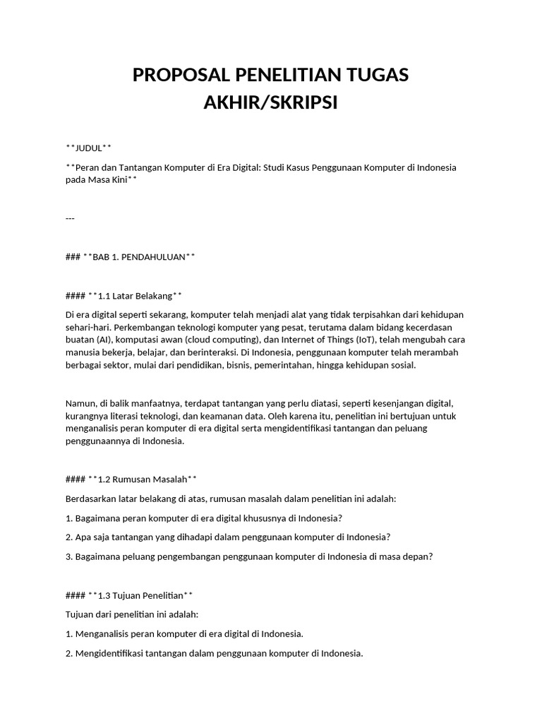 Proposal Penelitian Tugas Akhir Deri | PDF