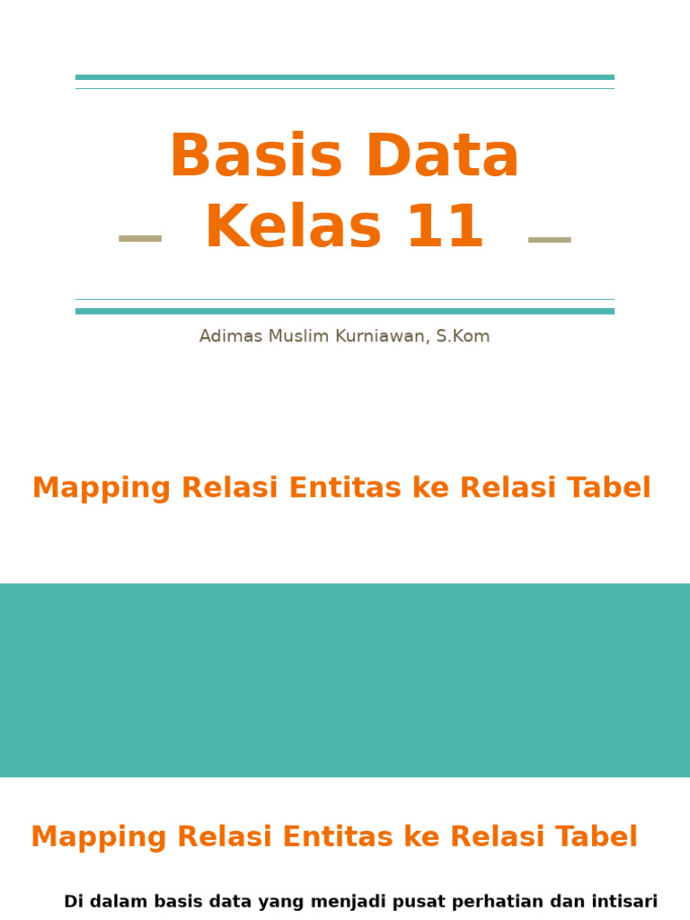 Pemetaan Relasi Entitas ke Tabel | PDF