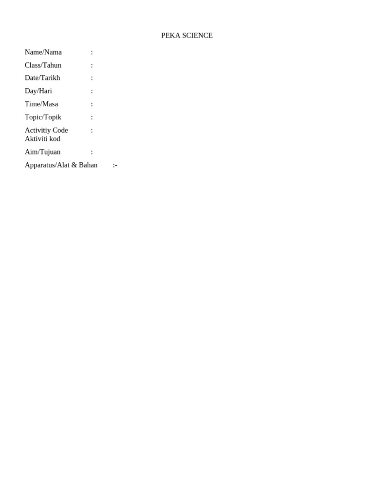 Aktiviti Peka Science | PDF