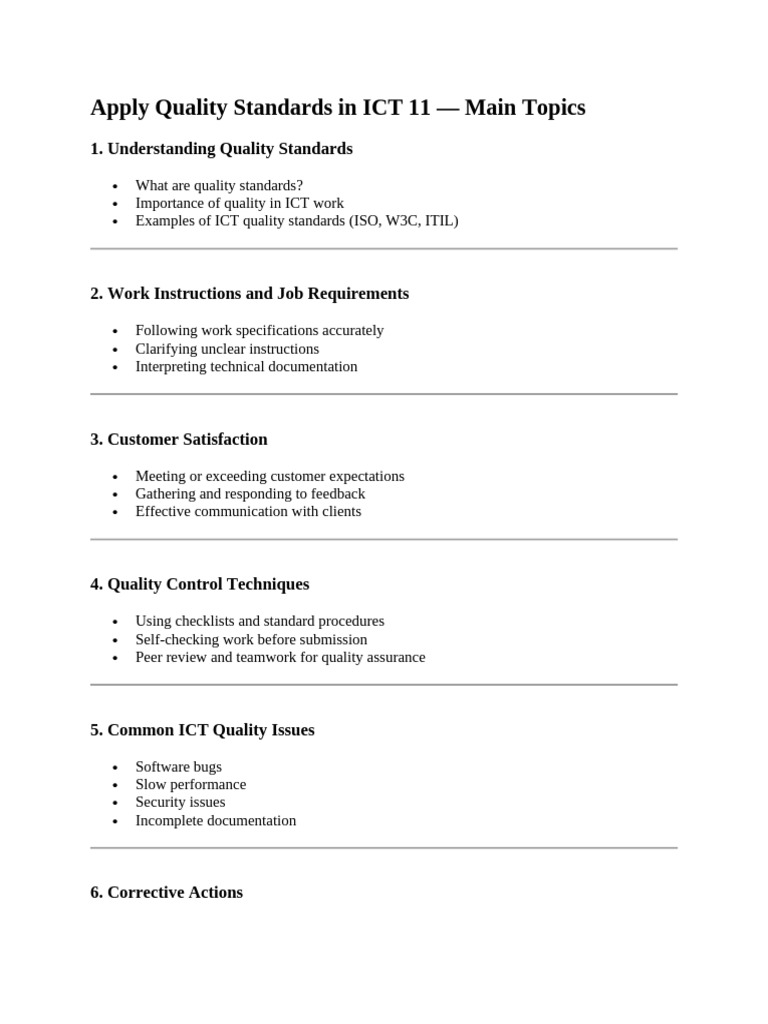 Ict-Apply Quality Standards Topic | PDF