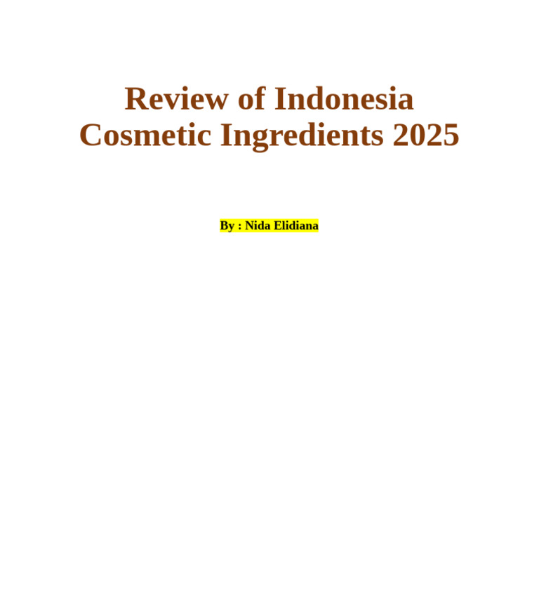 Review of Indonesia Cosmetic Ingredients 2025 | PDF