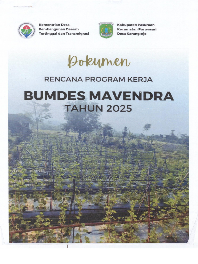 Rencana Program Kerja Bumdes Mavendra - Rev | PDF