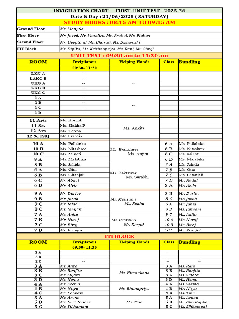 Invigilation 21 June | PDF