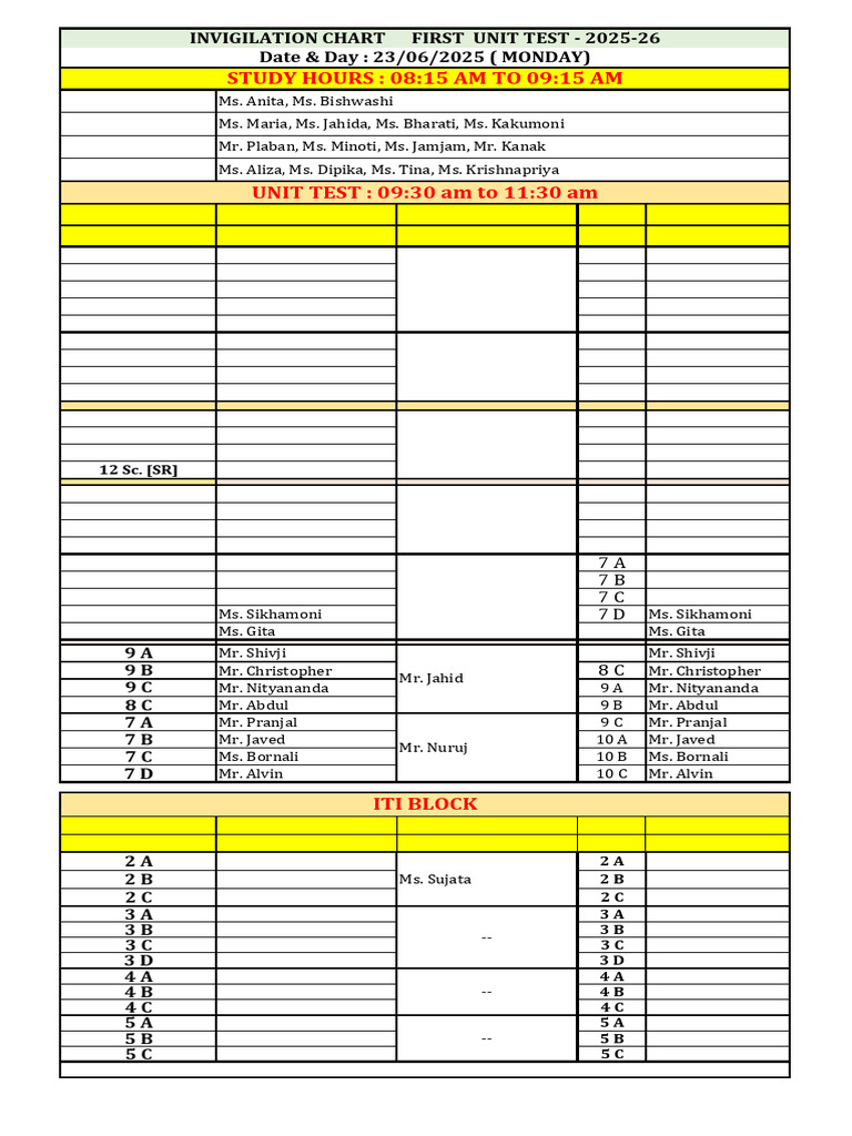 Invigilation 23 June | PDF