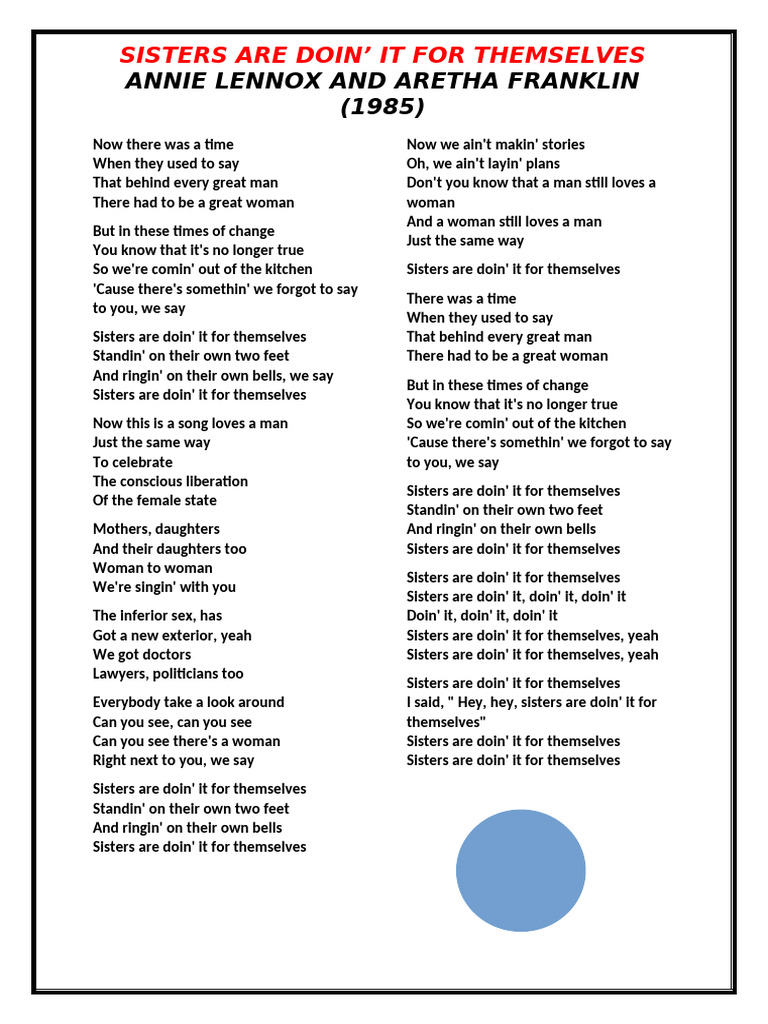 Sisters Are Doing It For Themselves Lyrics | PDF | Recorded Music ...