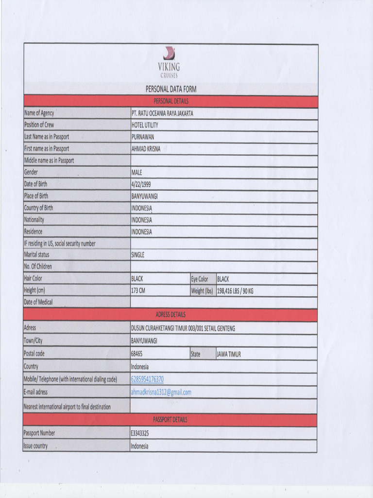 Ahmad Krisna - PIF Form | PDF