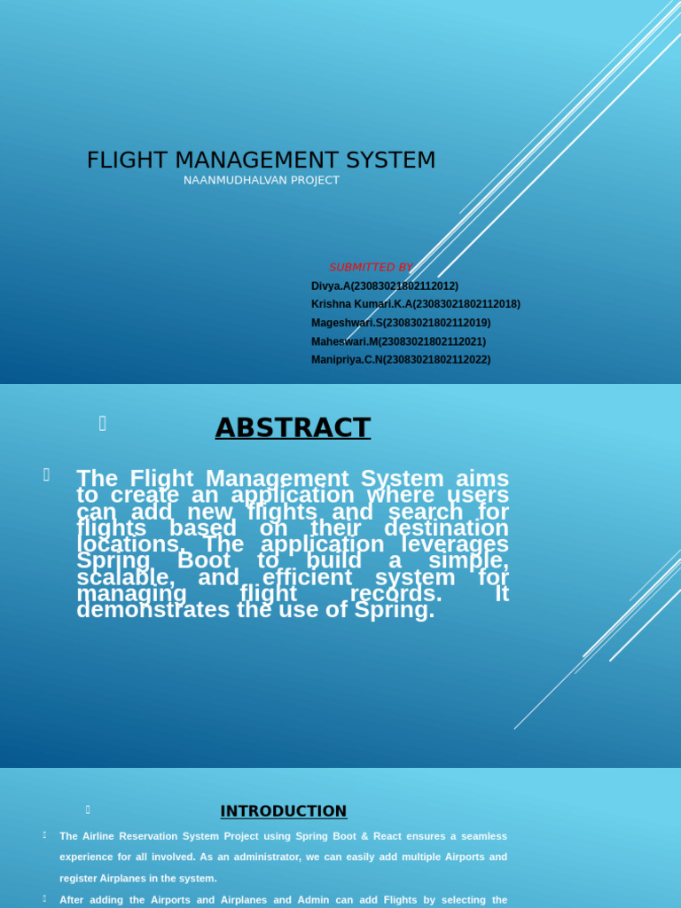 Flight Management System Ppt | PDF | Databases | Computing