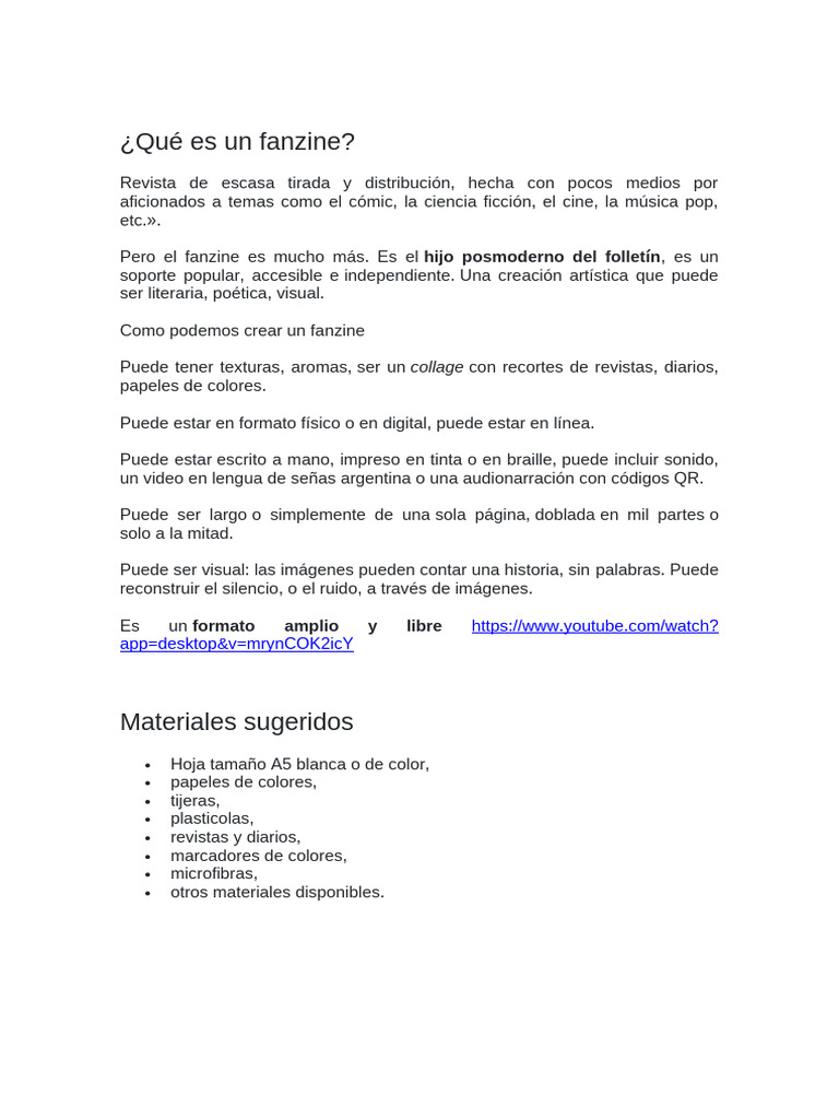Tipos y significado de fanzines | PDF