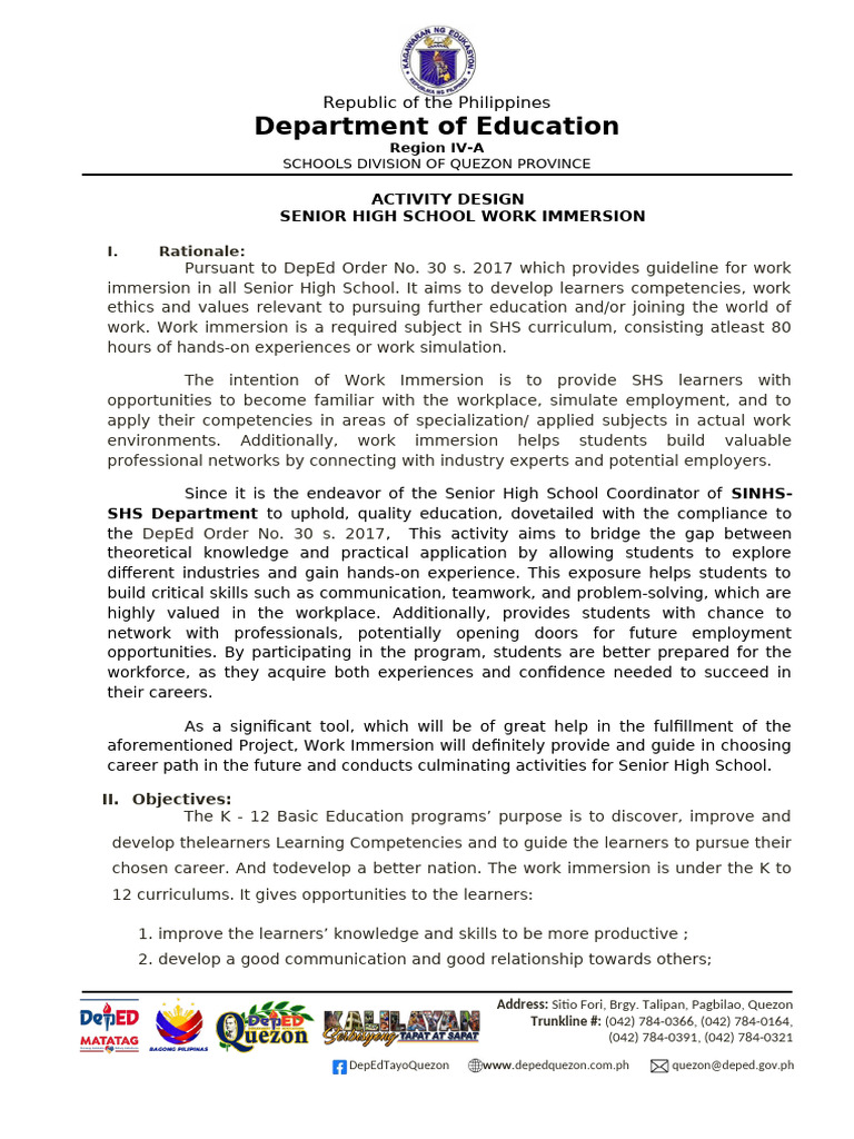 Swip Activity Design 2024 2025 | PDF | Learning | Cognition