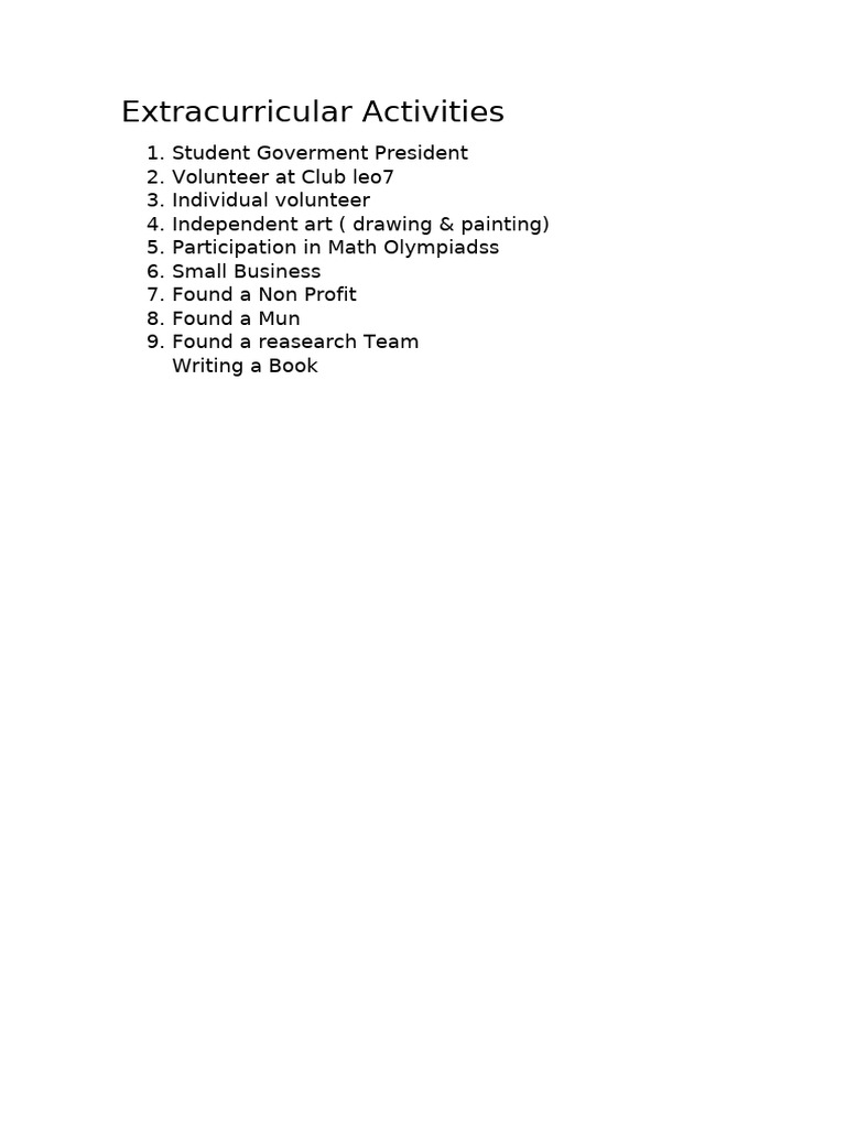 Extracurricular Activities | PDF