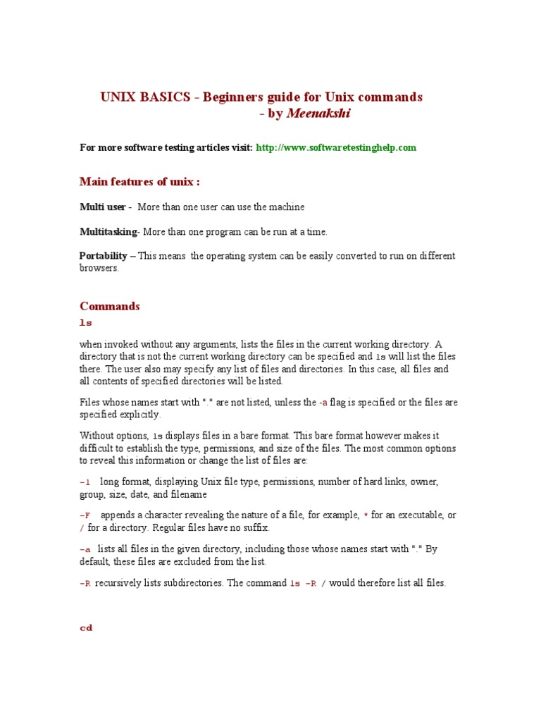 Unix Basics Beginners Guide For Unix Commands By Meenakshi Pdf Utility Software 4834