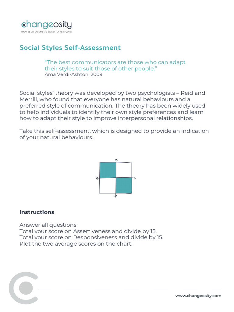 Social Styles Self-Assessment Guide | PDF | Risk | Social Psychology