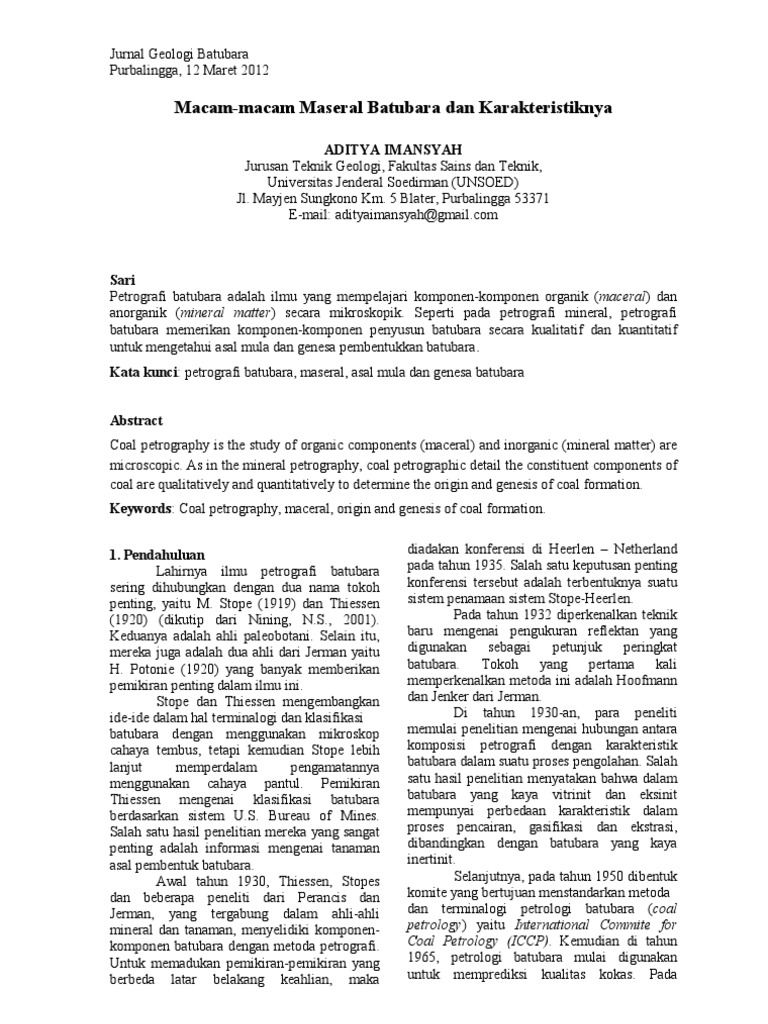 Karakteristik Maseral Batubara | PDF