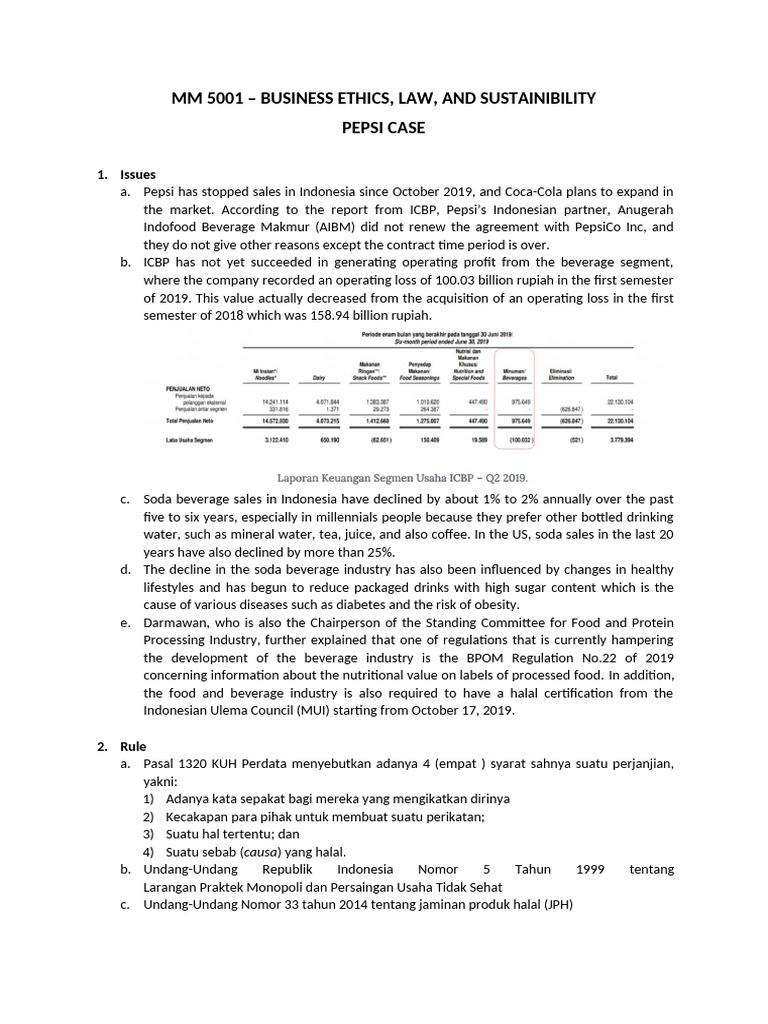 Pepsi Case - Business Ethics | PDF | Pepsi Co | Drink