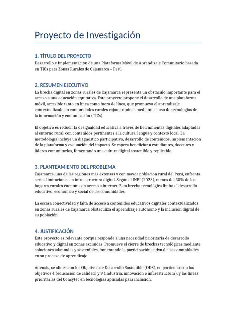 Proyecto TICs Cajamarca FINAL (1) | PDF | Aplicación movil | Tecnología de información y ...